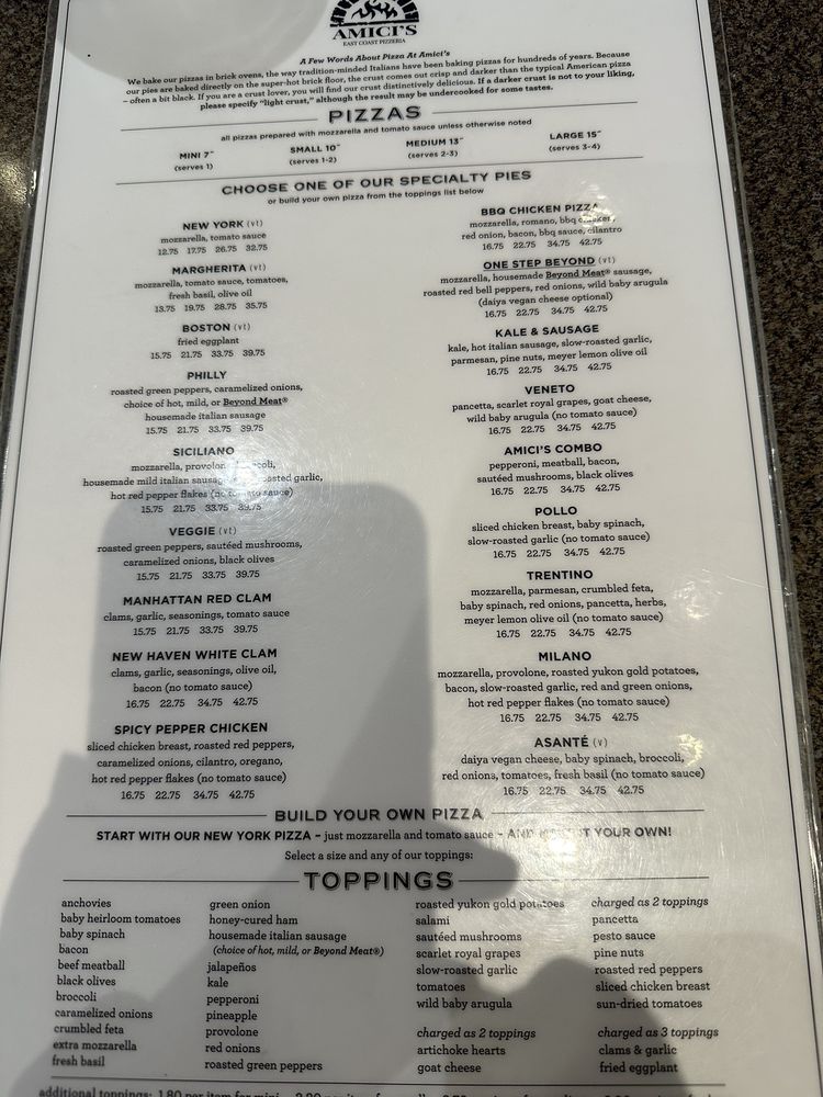 Menu - Amici’s East Coast Pizzeria