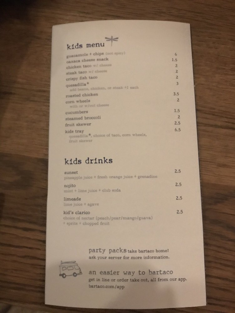 Menu - bartaco Seaport