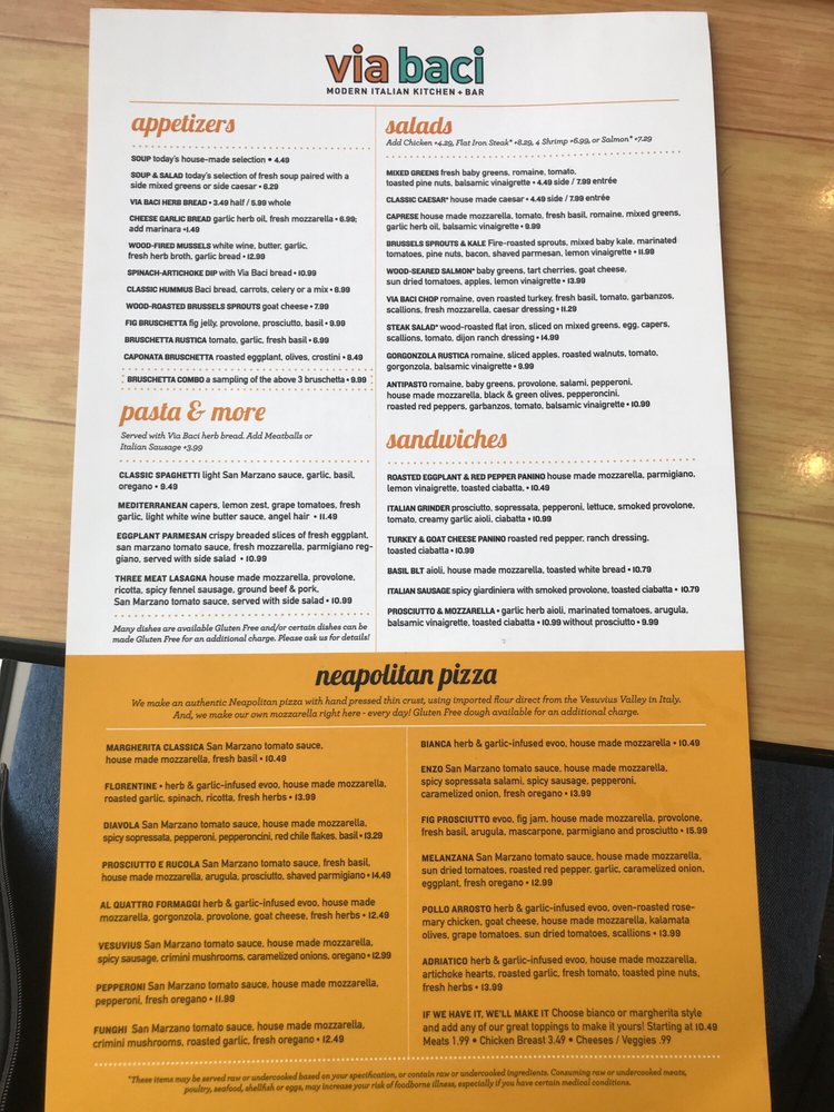 Menu - Via Baci